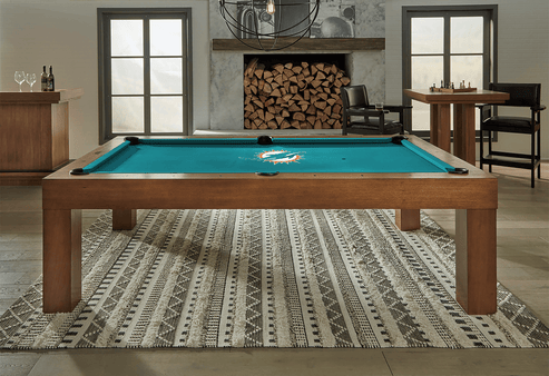 Miami Dolphins Premium Pool Table Bundle - Walnut – Home Arcade Games